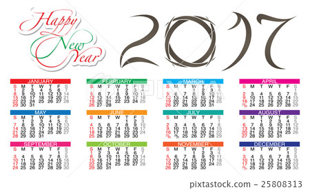 2017 Calendar, 12 Months, vector - Stock Illustration [25808313] - PIXTA