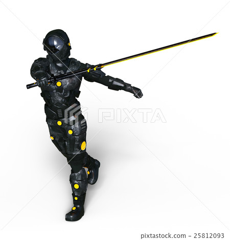 Cyborg Swordsman - Stock Illustration [25812093] - PIXTA