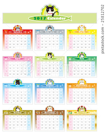 A cat illustration calendar in 2017 - Stock Illustration [25812702] - PIXTA