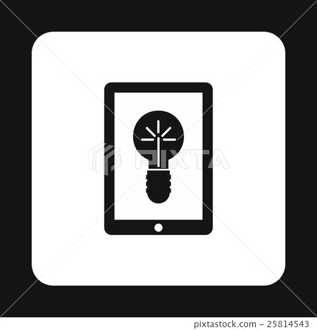 Light bulb on tablet screen icon, simple style - Stock Illustration ...