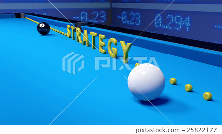 Billiard strategy business concept on blue - Stock Illustration ...