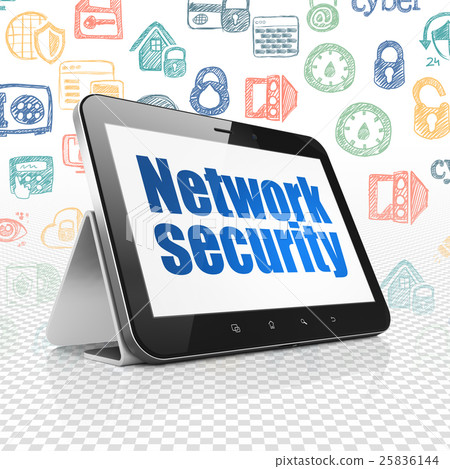 Privacy concept: Tablet Computer with Network - Stock Illustration ...