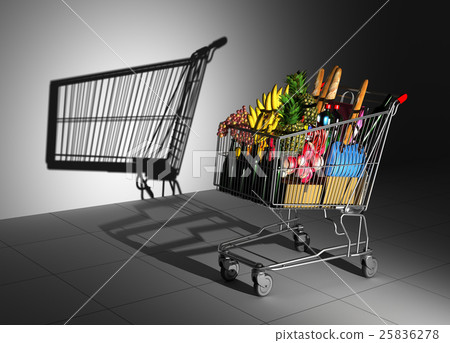 Shopping Cart Full Of Food As Empty Shopping Cart - Stock Illustration ...