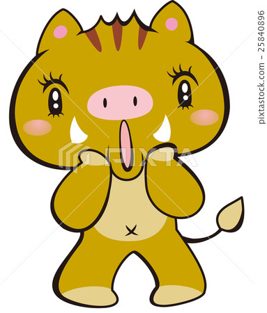 Retro cute surprised wild boar - Stock Illustration [25840896] - PIXTA