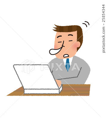 Male employees who snooze in the computer - Stock Illustration ...