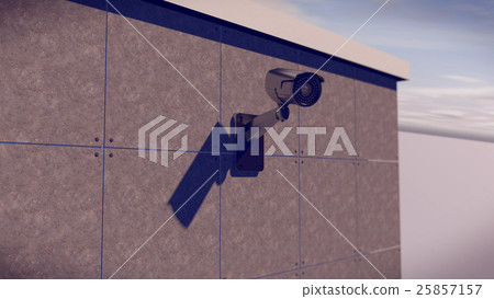 Silver CCTV Camera on the wall - Stock Illustration [25857157] - PIXTA