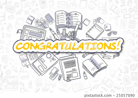 Congratulations - Doodle Yellow Text. Business-插圖素材 [25857890] - PIXTA圖庫