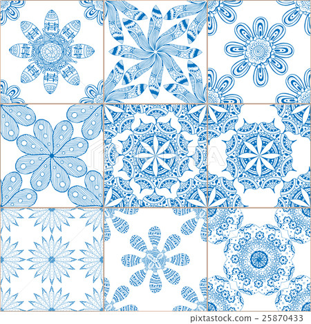 geometric tiles seamless patterns set - Stock Illustration [25870433 ...