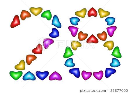 Number 28 twenty eight of colorful hearts on white - Stock Illustration ...
