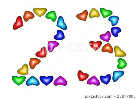Number 23 twenty three of colorful hearts on white - Stock Illustration ...