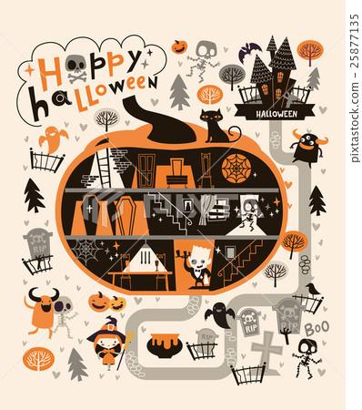 Halloween Party Design template Fairy map location - Stock Illustration ...
