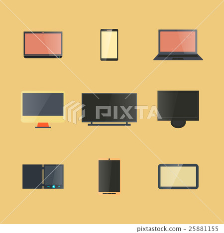 Icons digital devices with display, vector - Stock Illustration ...