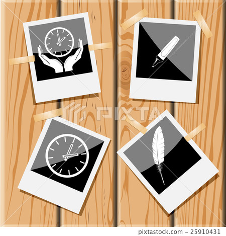 clock in hands, felt pen, feather. - Stock Illustration [25910431] - PIXTA
