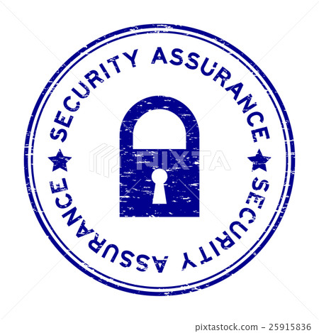 Grunge blue security assurance rubber stamp - Stock Illustration ...