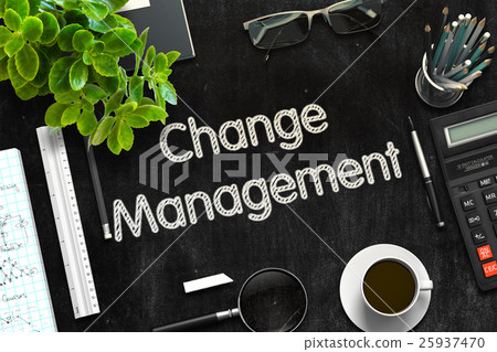 Black Chalkboard with Change Management. 3D - Stock Illustration ...