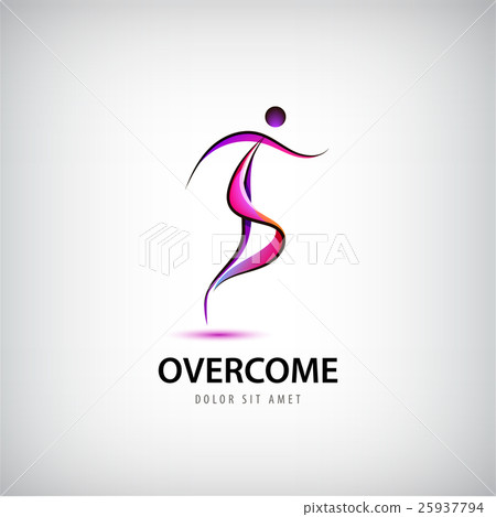 Vector abstract overcome logo. Man running, moving - Stock Illustration ...