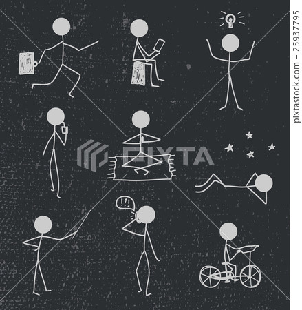 vector stick man, figure hand drawn daily life - Stock Illustration ...