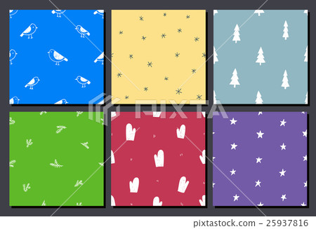 Vector set of hand drawn colorful seamless - Stock Illustration ...
