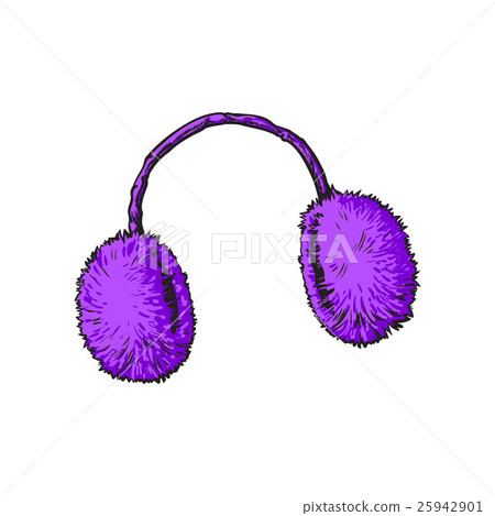 Bright purple fluffy fur ear muffs - Stock Illustration [25942901] - PIXTA