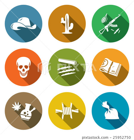 Mexican cartel Icons Set. Vector Illustration. - Stock Illustration ...