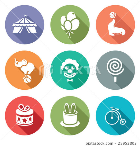 Circus Icons Set. Vector Illustration. - Stock Illustration [25952802 ...