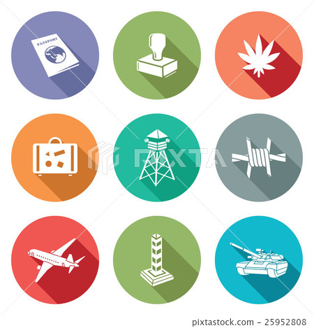 Border crossing Icons Set. Vector Illustration. - Stock Illustration ...