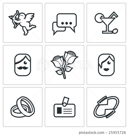 Speed dating Icons. Vector Illustration. - Stock Illustration [25955726 ...