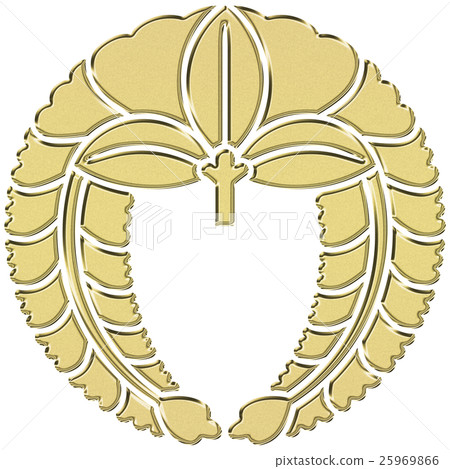 Crest (Fujiwara family) falling wisteria golden - Stock Illustration ...