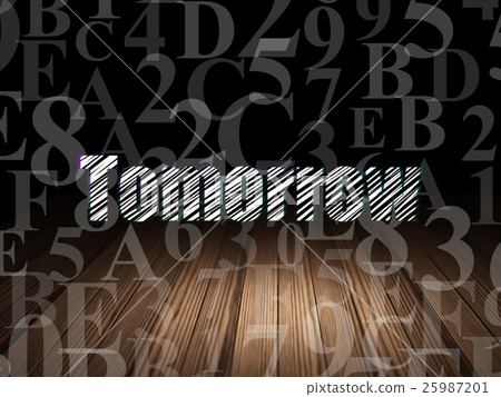 Timeline concept: Tomorrow in grunge dark room - Stock Illustration ...