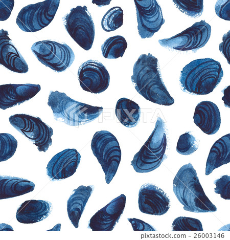 Blue seashells isolated on white background. Shell - Stock Illustration ...