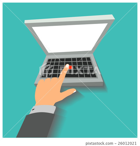 red button on laptop. - Stock Illustration [26012021] - PIXTA