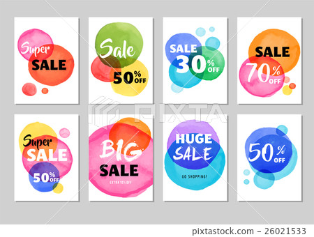 sale colorful watercolor backgrounds and tags - Stock Illustration ...