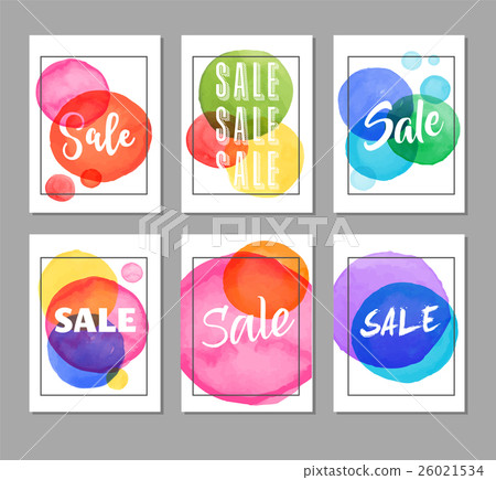 sale colorful watercolor backgrounds and tags - Stock Illustration ...