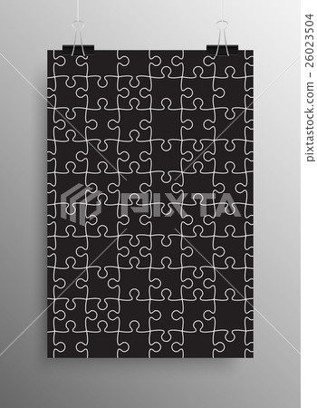 Vertical Poster A4 Puzzle Pieces. Black Puzzles. - Stock Illustration ...