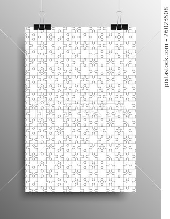 Vertical Poster A4 Puzzle Pieces. White Puzzles. - Stock Illustration ...