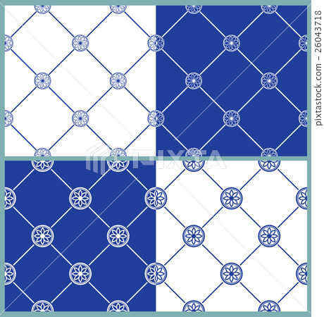 Set of seamless patterns - blue and white - Stock Illustration ...