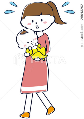 Ponytail Mama full body to cry a baby crying - Stock Illustration ...