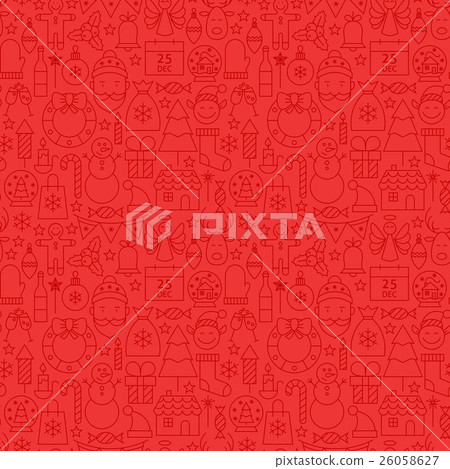 Line Christmas Red Tile Pattern - Stock Illustration [26058627] - PIXTA