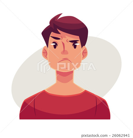 Young man face, angry facial expression - Stock Illustration [26062941 ...