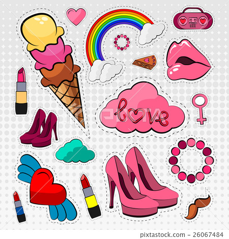 Vector icons set of stickers in different colors - Stock Illustration ...