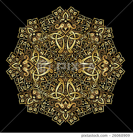 Ethnic pattern in gold and black colors - Stock Illustration [26068909 ...