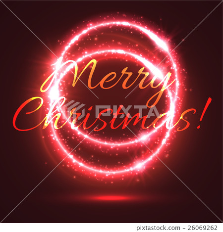 Christmas Day greeting card with red shining ring - Stock Illustration ...