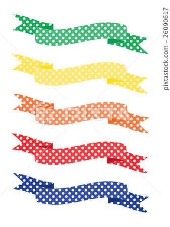 Colorful ribbon with white polka dots banner set - Stock Illustration ...