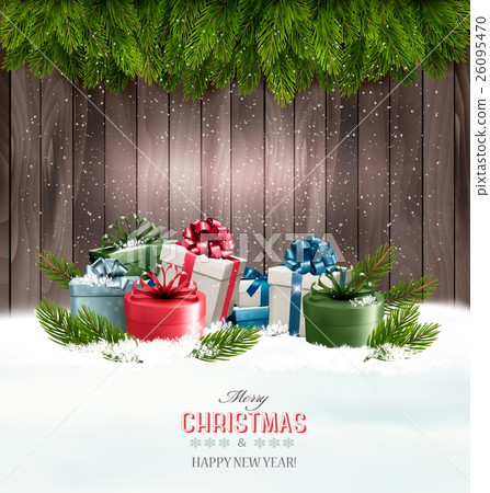 Christmas background with gift boxes - Stock Illustration [26095470 ...