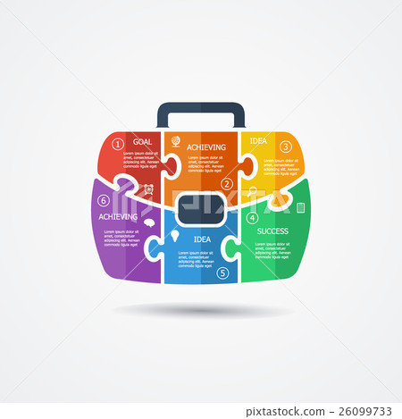 infographic suitcase consisting of puzzles perfect - Stock Illustration ...