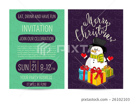 Bright Cartoon Invitation on Christmas Fun Party - Stock Illustration ...