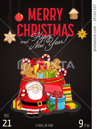 Merry Christmas Placard for Holiday Party Ad - Stock Illustration ...