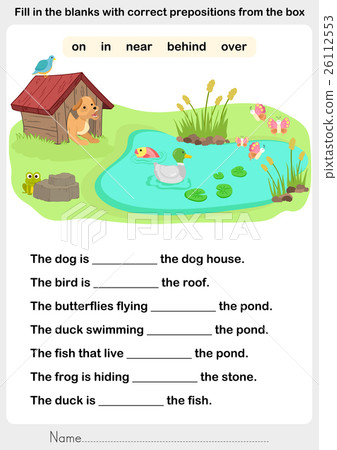Fill in the blanks with correct prepositions - Stock Illustration ...