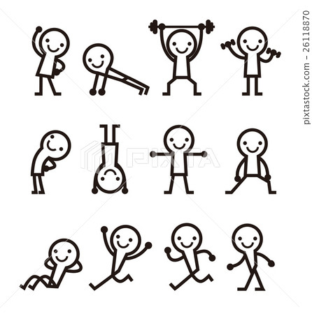 Exercise pose icon set - Stock Illustration [26118870] - PIXTA