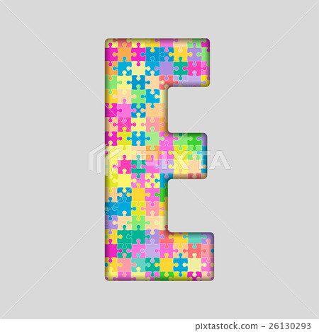 Puzzle Letter Alphabet - E. Colored Puzzle Piece. - Stock Illustration ...